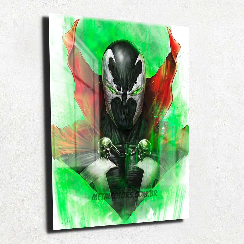 Quadro Metalizado Spawn HQ Placa Decorativa Brilhante