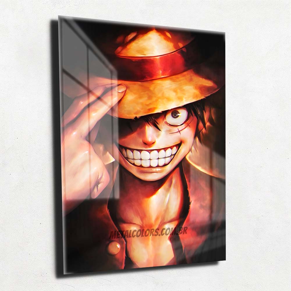 Quadro Metalizado Luffy Art Realista Anime One PiecePlaca Decorativa