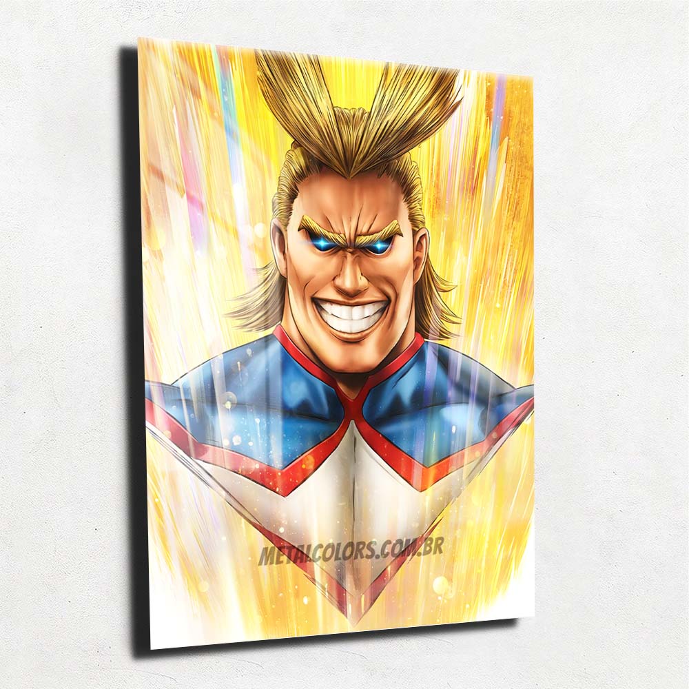 Quadro Metalizado All Might Art My Hero Academia Placa Decorativa Bril