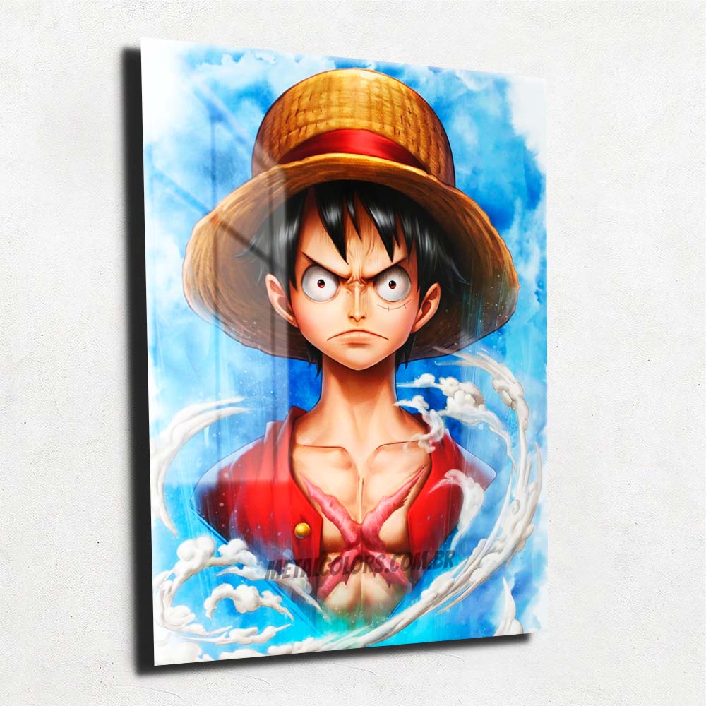 Quadro Metalizado Luffy One Piece Placa Decorativa Brilhante