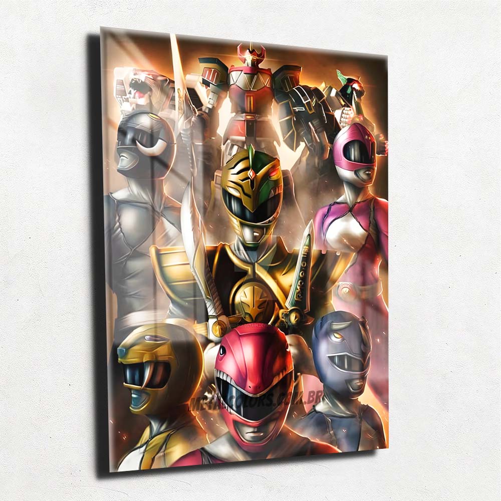 Quadro Metalizado Power Rangers Art Placa Decorativa Brilhante